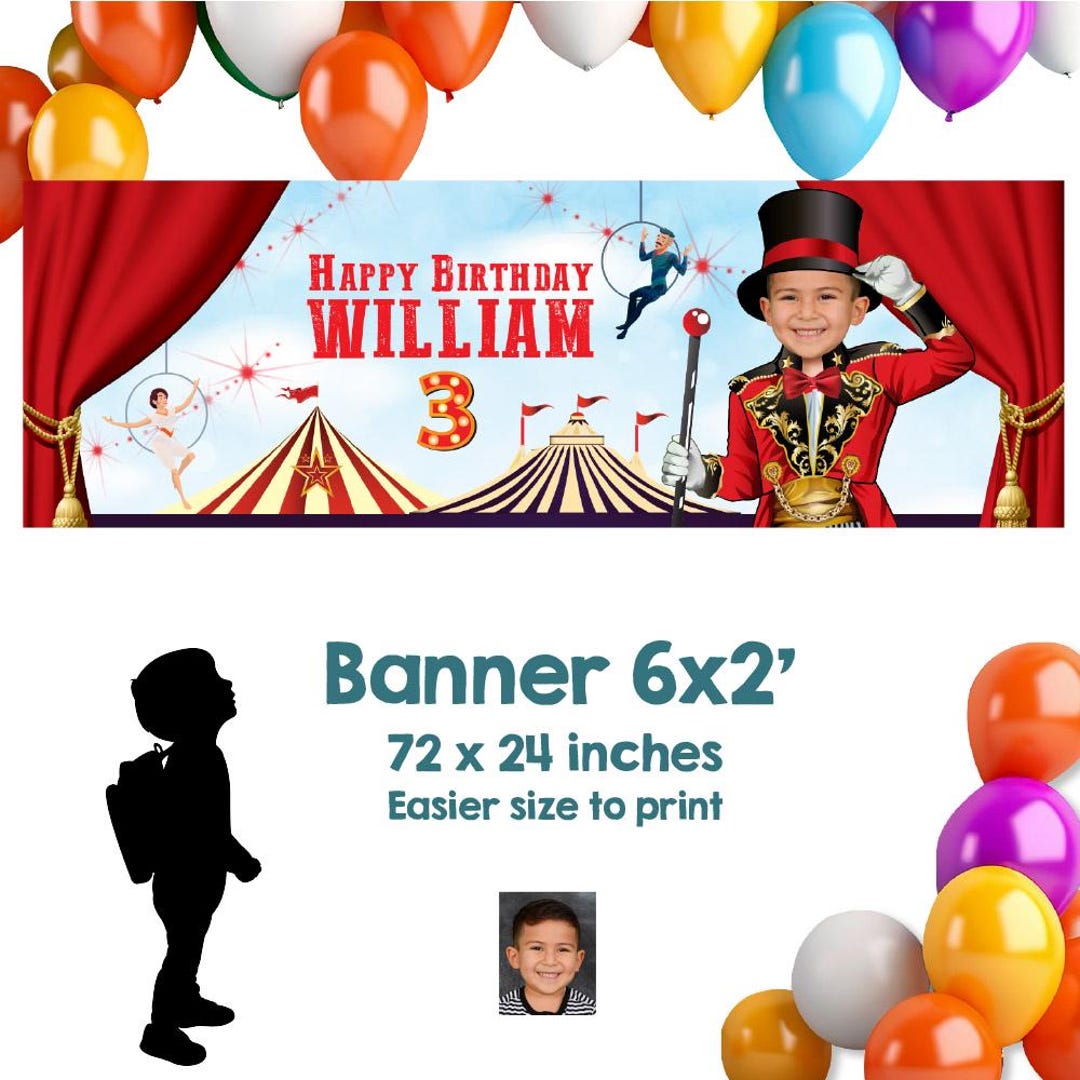 Carnival Ringleader Birthday Banner With Your Kid as the Star, Carnival ...