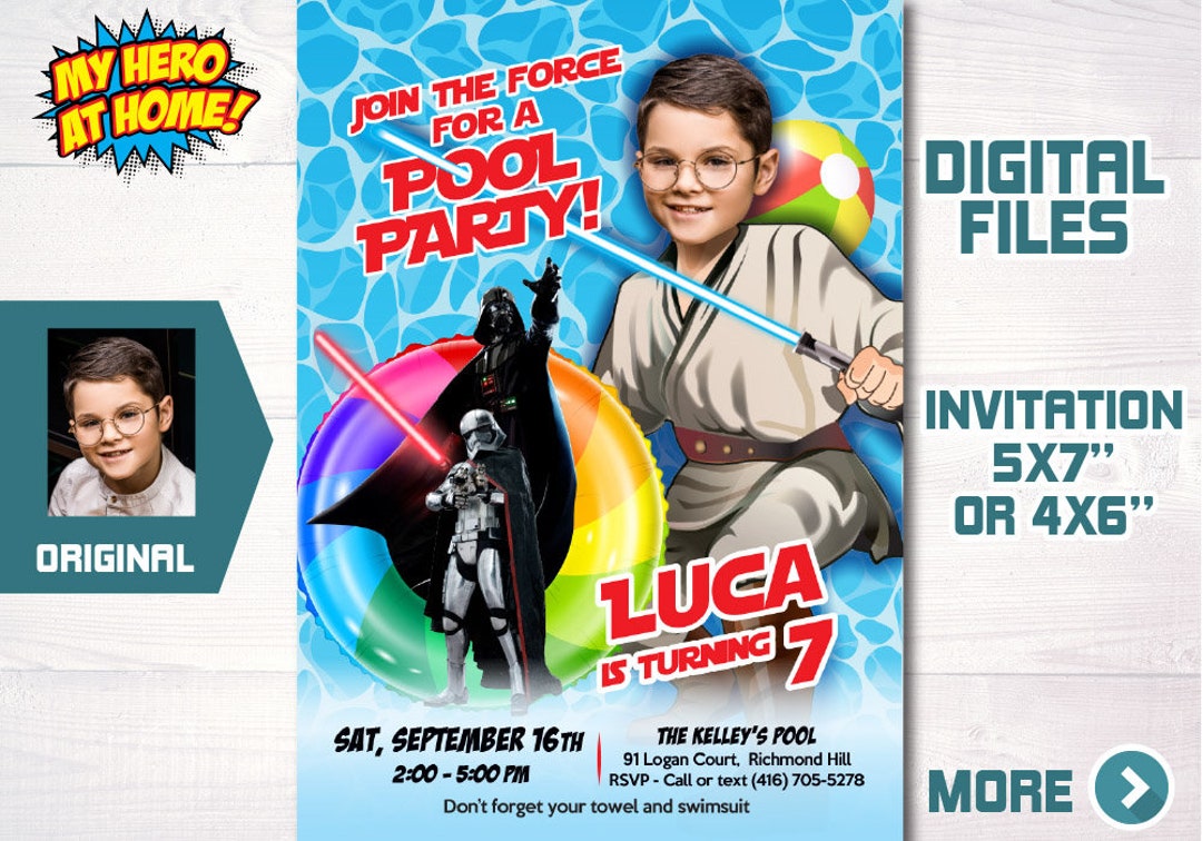 Jedi Pool Party Template, Star Wars Pool Party Template, Jedi Template ...