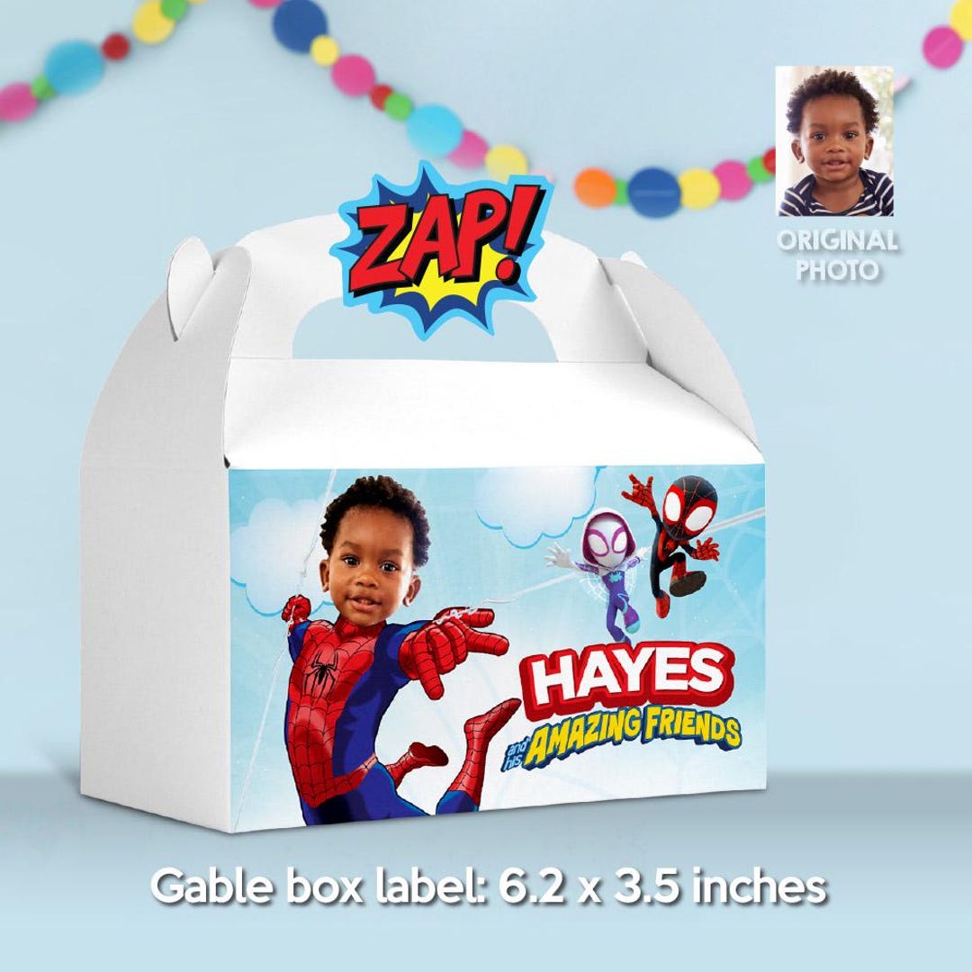Personalized Spidey Gable Box Label, Spidey Gable Box With Photo ...