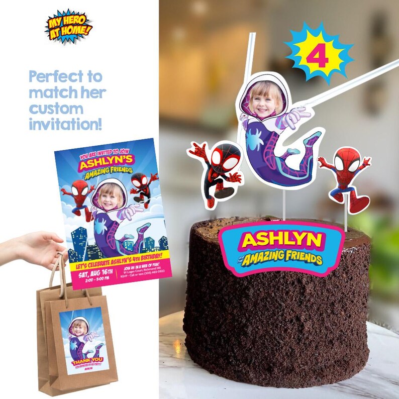 Personalized Spidergirl Cupcake Toppers With Birthday Girl as Gwen ...