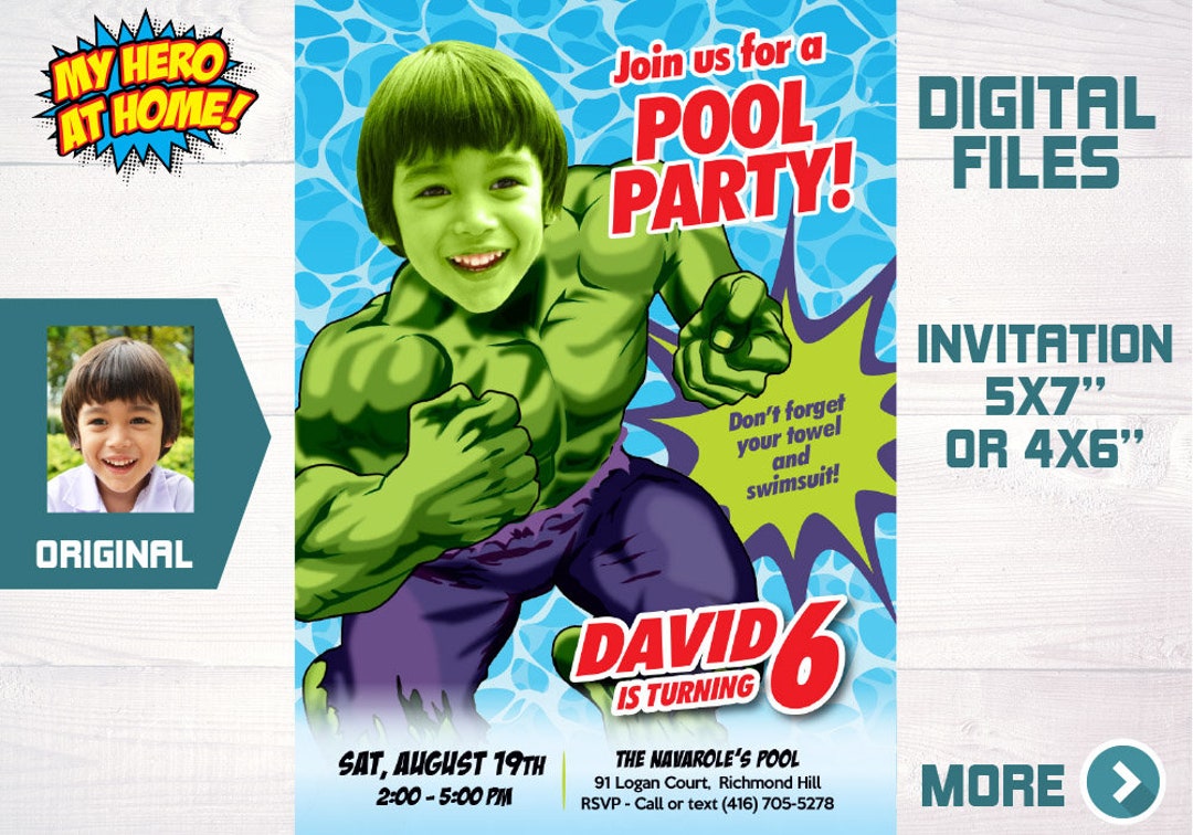 Hulk Pool Party Invitation Hulk Pool Party Template Hulk - Etsy
