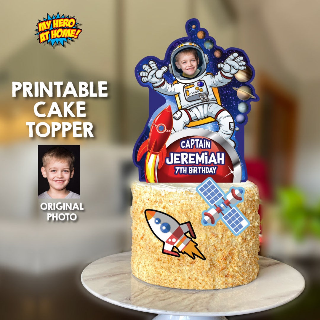 Custom Astronaut in Space Printable Cake Decor With Kid as the Star ...