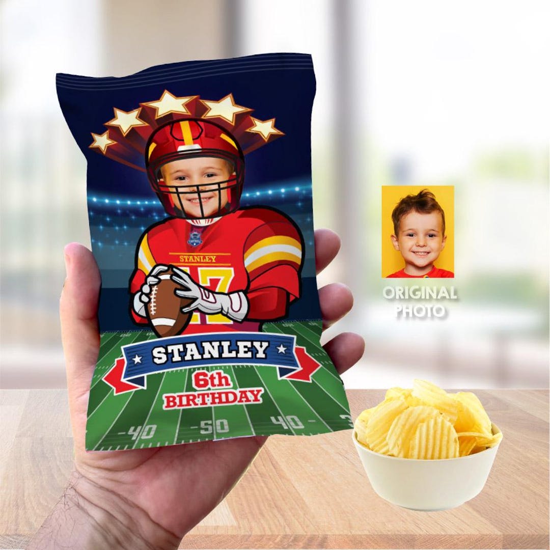 Commanders Chip Bag Labels, Football Chip Bags, Commanders Birthday ...