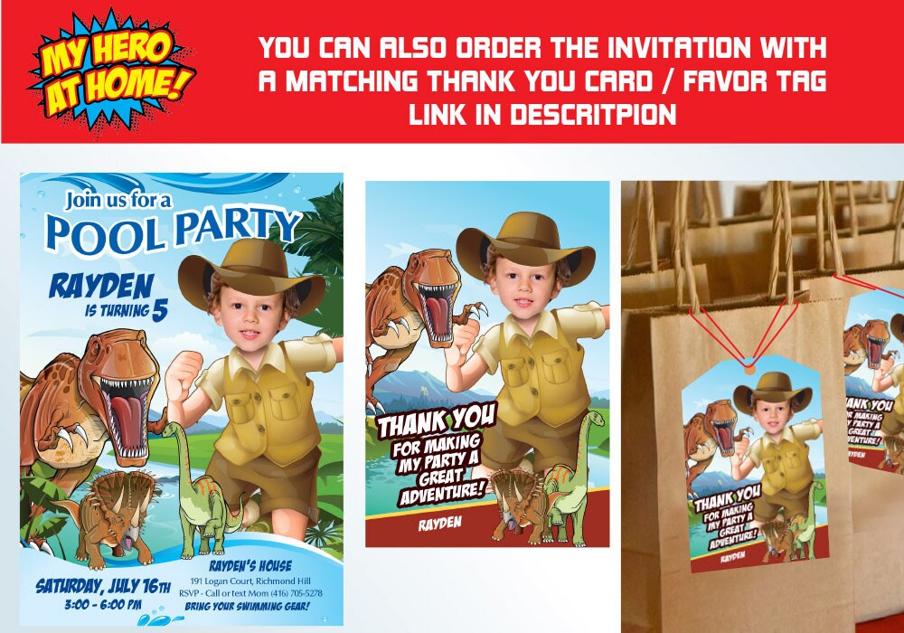 Dinosaurs Pool Party Invitation T-rex Pool Party Dinosaurs - Etsy