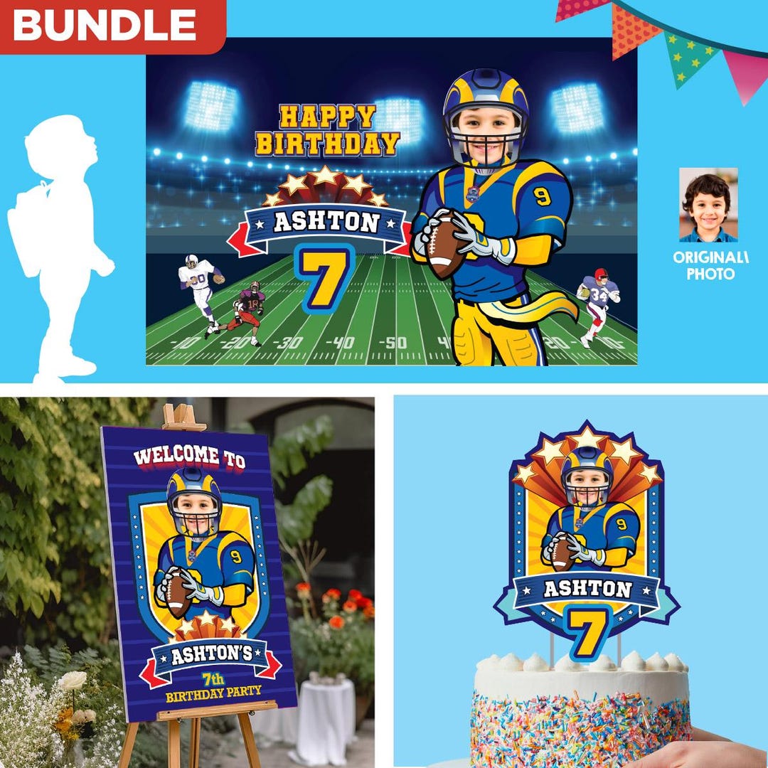 Custom Rams Party Matching Decoration Bundle With Photo: Backdrop, Cake ...