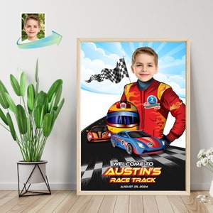 Race Car Welcome Sign With Photo, Race Car Welcome Party, Race Car ...