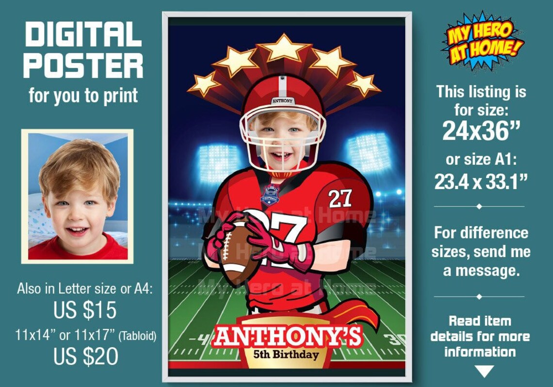 Custom Football Poster Football Poster With Photo Custom - Etsy