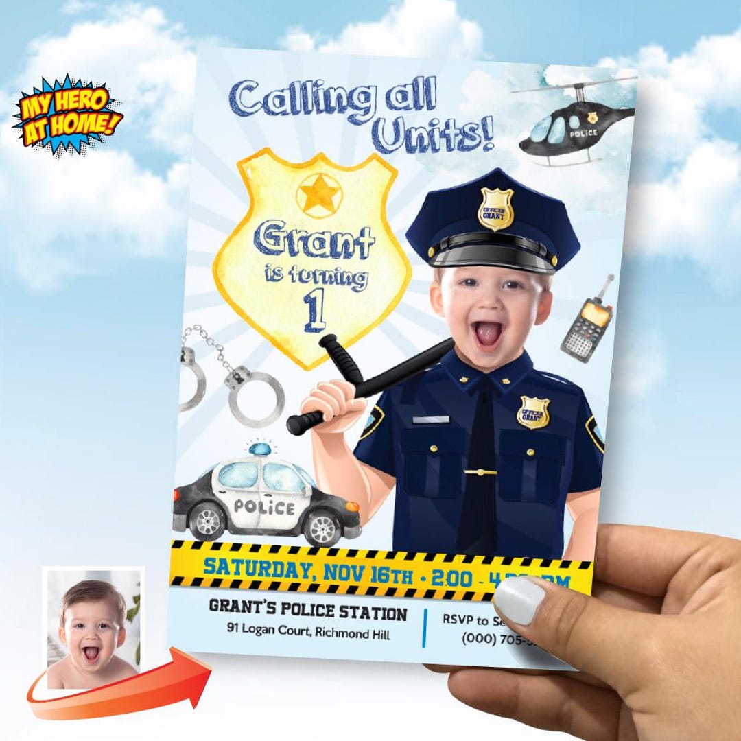 Baby Police Party Invitation, Baby Police Template Invite, Police 1st ...