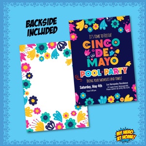 Editable Cinco De Mayo Pool Party Invitation, 5 De Mayo Pool Party ...