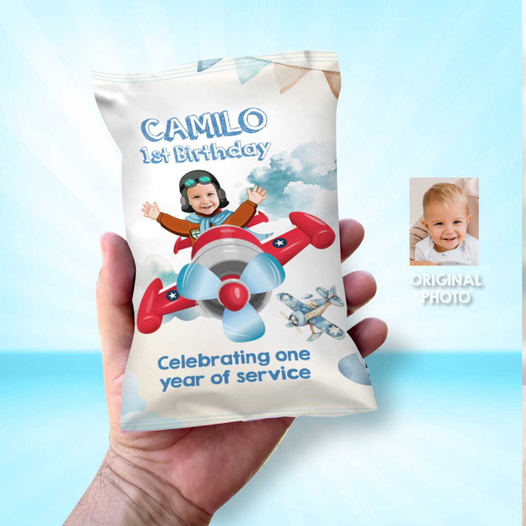 Airplane Chip Bag Wrapper With Photo, Custom Airplane Chip Bag, Custom ...