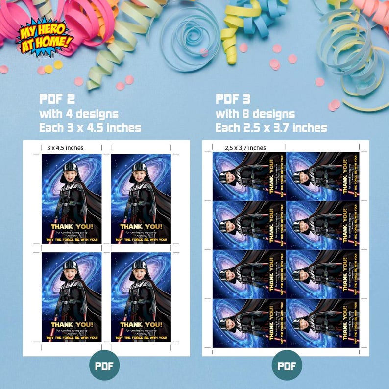 Custom Darth Vader Birthday Thank You and Favor Tags With Photo ...