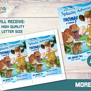 Dinosaurs Pool Party Invitation, T-rex Pool Party, Dinosaurs Adventure ...