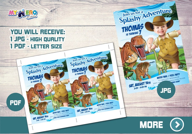 Dinosaurs Pool Party Invitation T-rex Pool Party Dinosaurs - Etsy