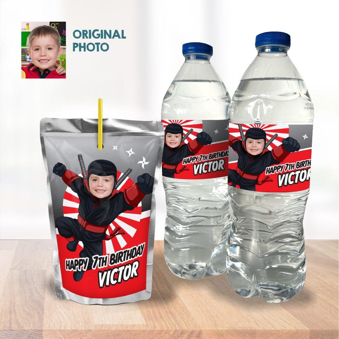Personalized Ninja Water Wrappers, Ninja Water Labels, Ninja Party ...