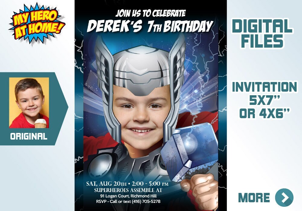 Thor Invitation Thor Birthday Invitation Thor Theme Party - Etsy