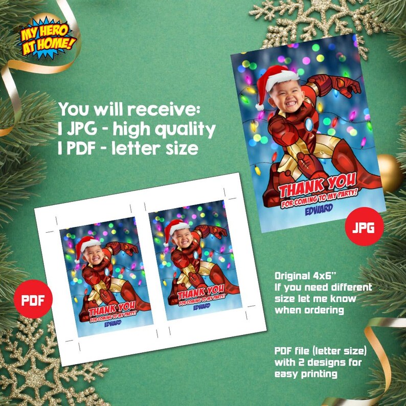 Iron Man Christmas Party Thank You, Iron Man Christmas Favor Tags ...