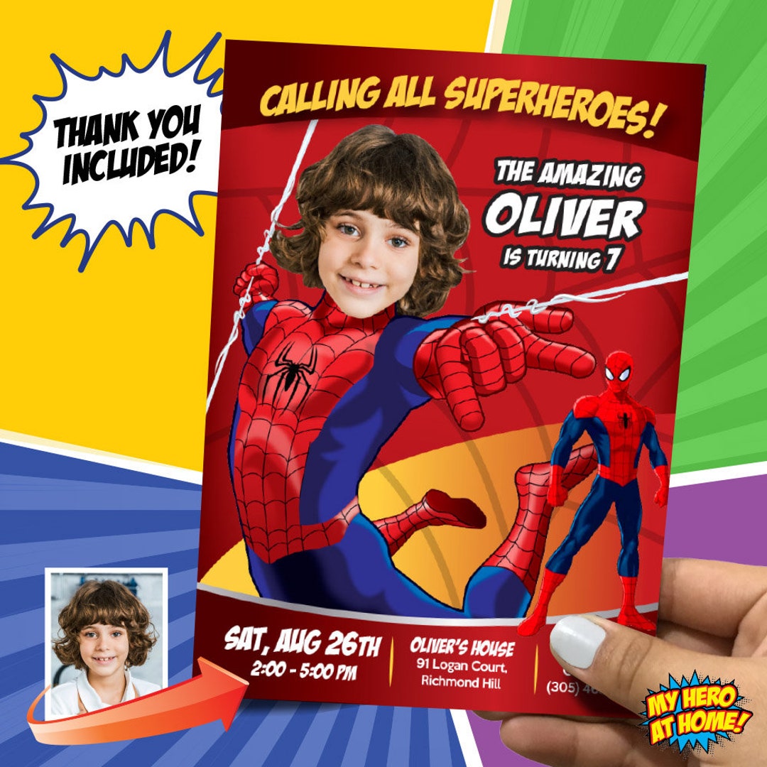 Spider-man Birthday Invitation With Photo, Spider-man Digital, Spider ...
