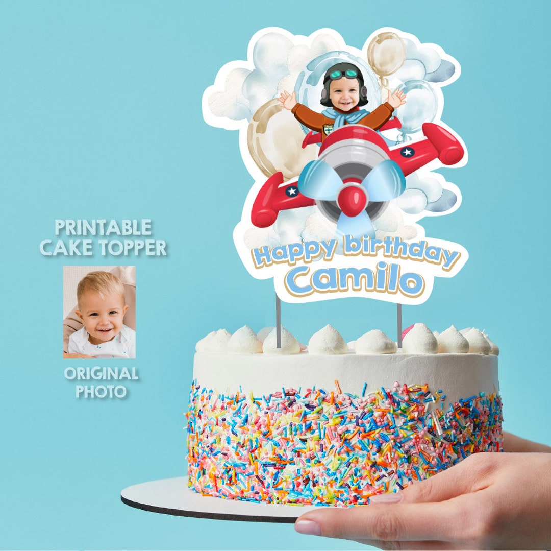 Custom Airplane Cake Topper With Photo, Airplane Cake Printable ...