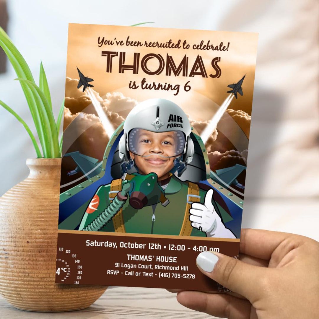 DIY Air Force Birthday Party Template, Jet Pilot Party Invitation With ...