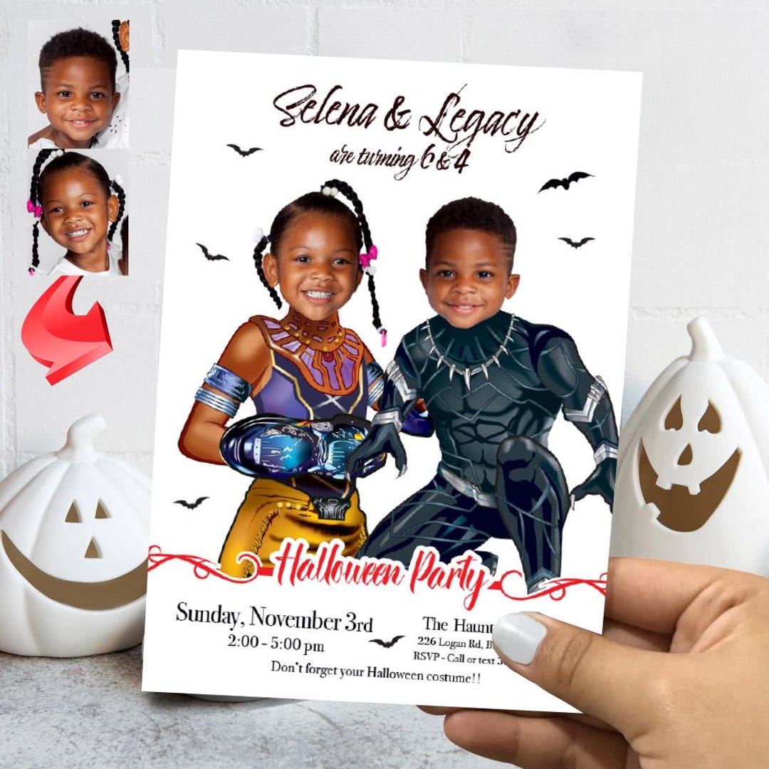Personalized Black Panther and Shuri Siblings Halloween Birthday ...