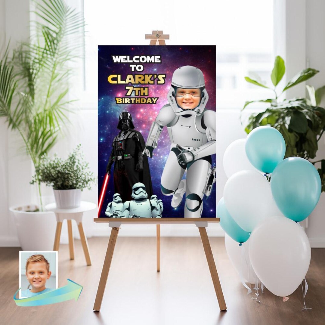 Custom Stormtrooper Welcome Sign With Kid as the Star, Droids Party ...