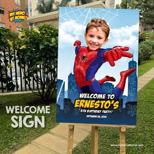 Spider-man Welcome Sign With Photo, Spider-man Welcome Party, Spider ...