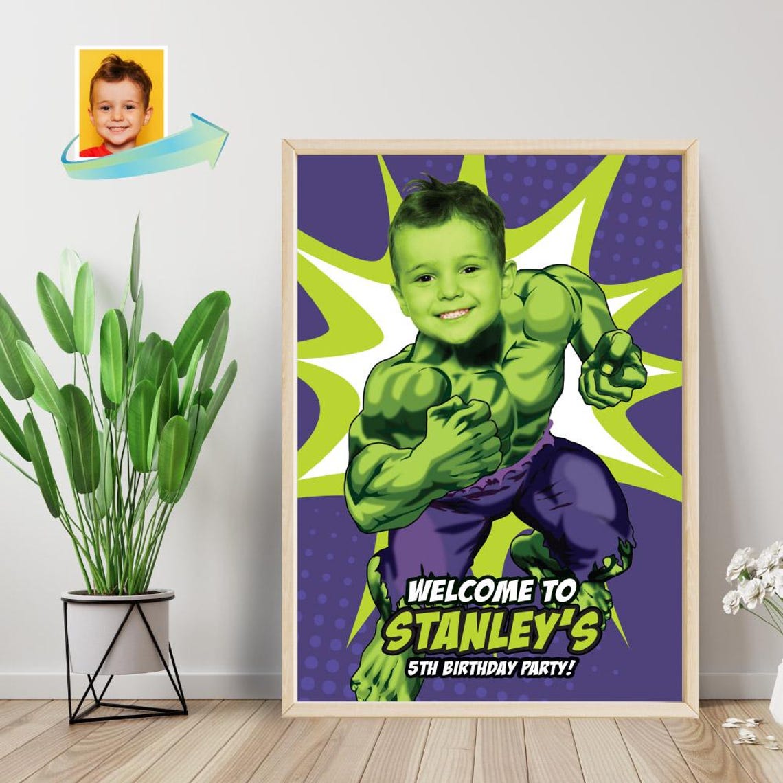 Personalized Hulk Welcome Sign Featuring Birthday Boy as His Favorite ...