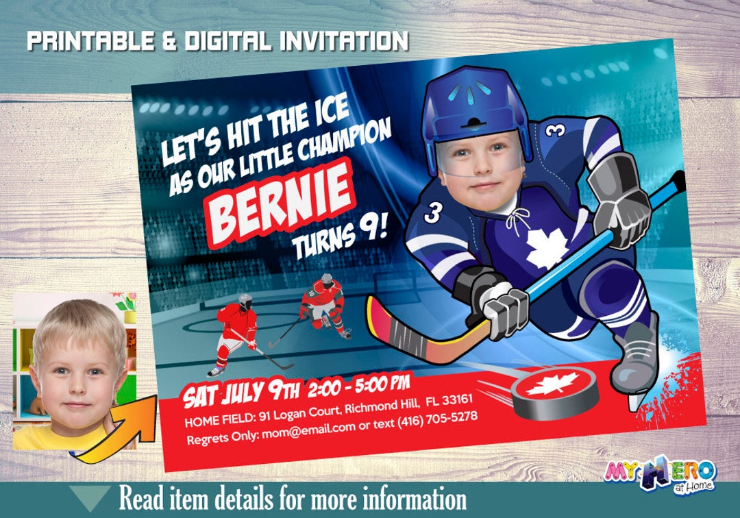 Hockey Birthday Invitation With Photo, Hockey Party Invitation, Ice ...