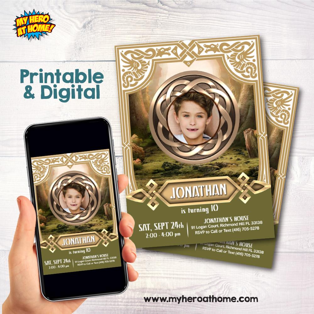 Celtic Mythology Birthday Invitation With Photo, Celtic Mythology Party ...