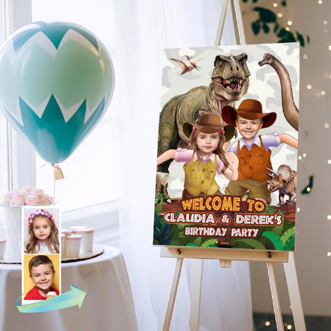 Custom Joint Explorers and Dinosaurs Welcome Sign With Photos, Dinomite ...