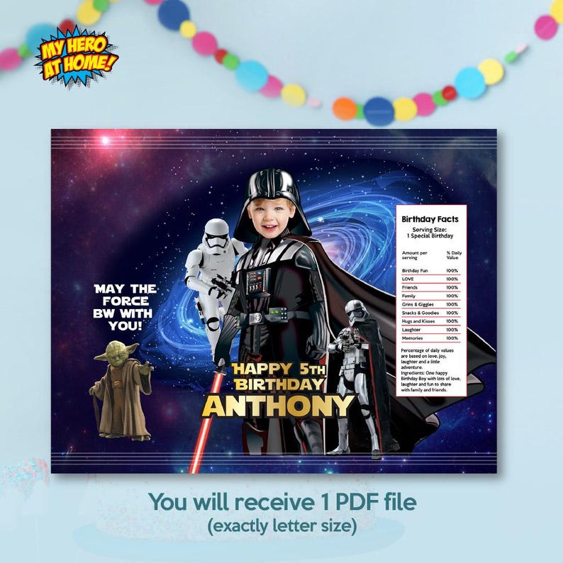 Custom Darth Vader Chip Bag Wrappers With Photo, Snacks Bags Labels ...