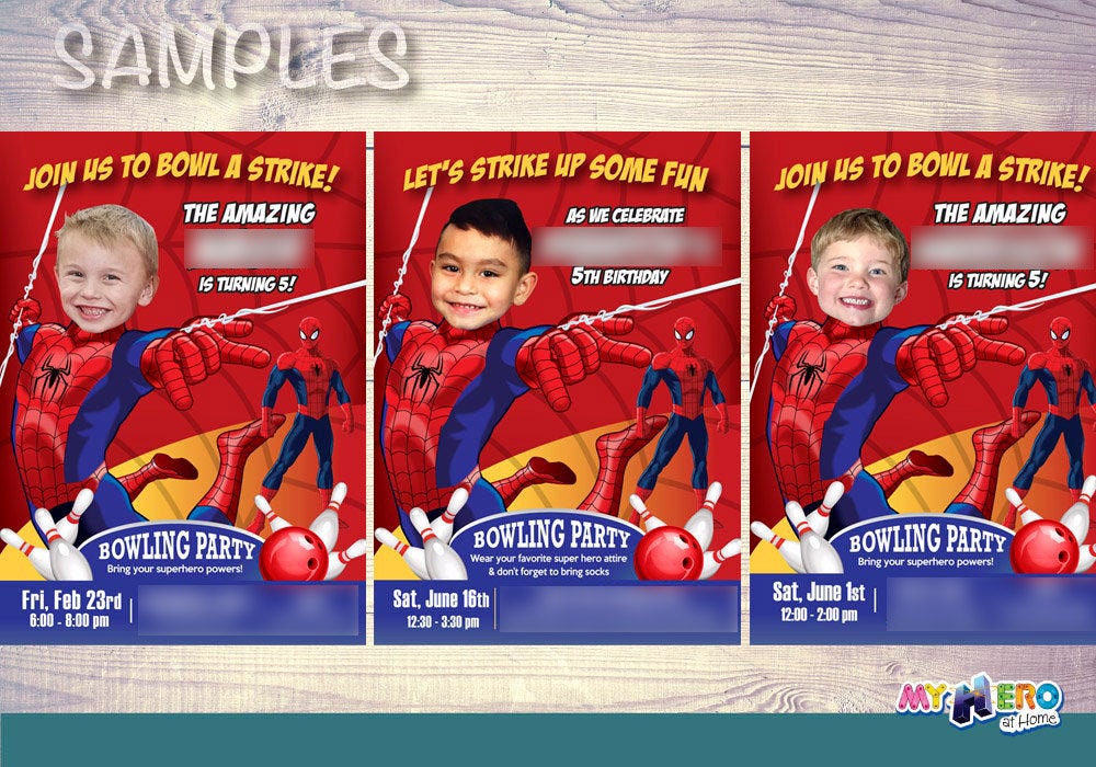 Spider-man Bowling Party Invitation, Bowling Party Themed Spider-man ...