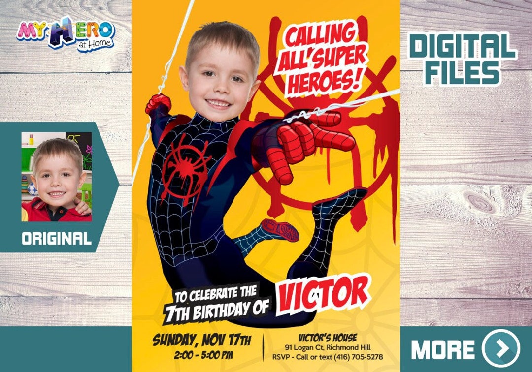 Miles Morales Invitation, Miles Morales Digital Invitation, Miles ...