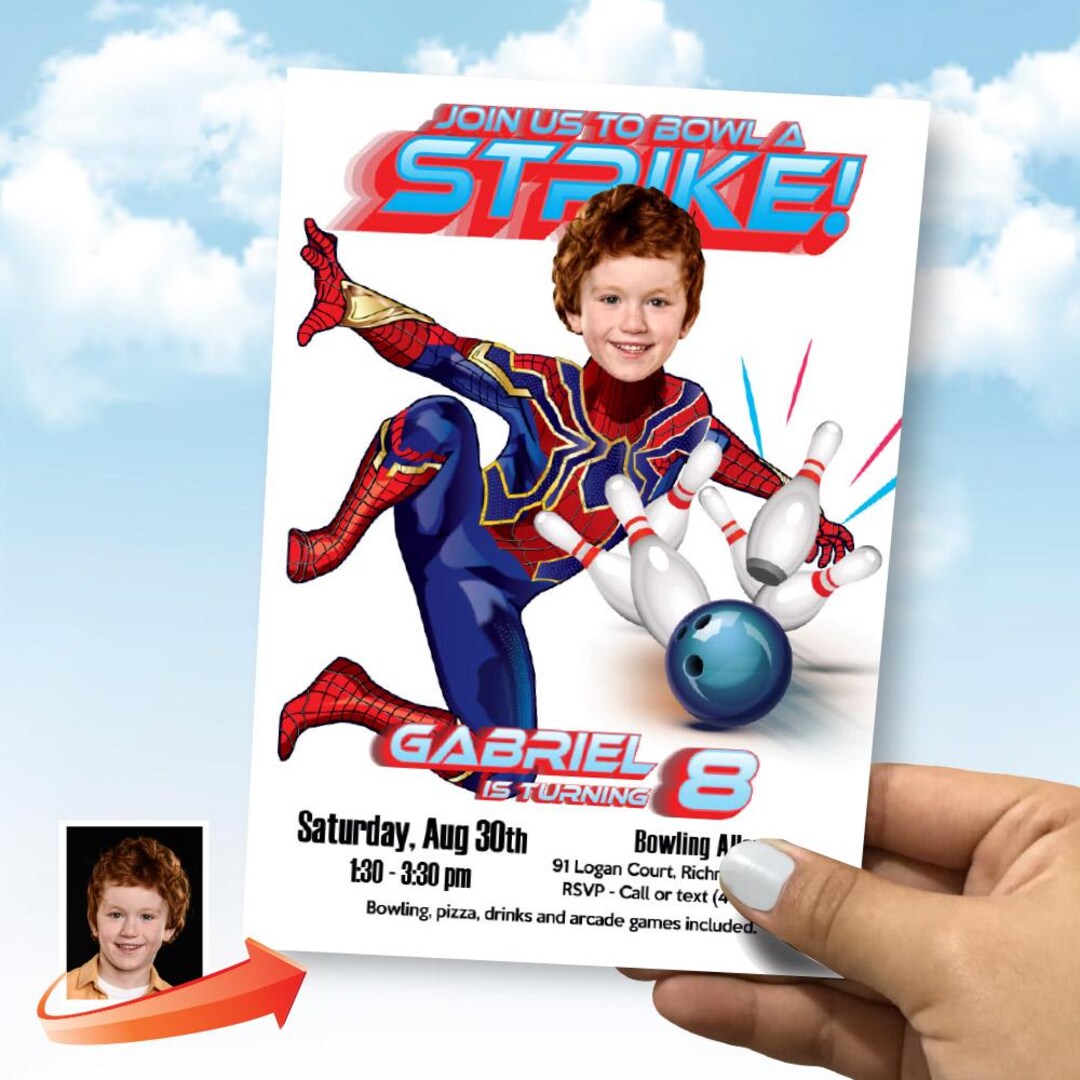 Bowling Party Spider-man Invite, Spider-man Bowling Party Template ...