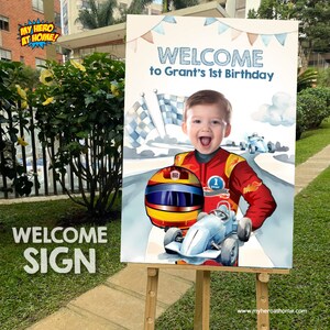 Baby Race Car Welcome Sign With Photo, Race Car Welcome Party, Race Car ...