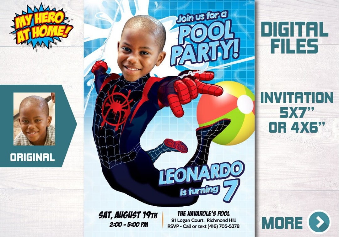 Miles Morales Pool Party Invitation Miles Morales Invitation - Etsy