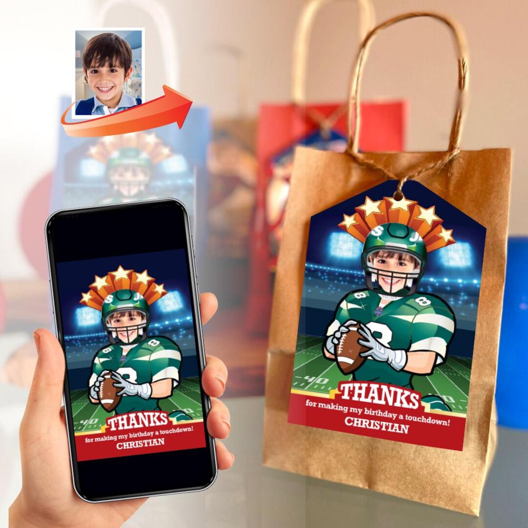 Jets Birthday Thank You With Photo, Jets Thank You, Jets Favor Tags ...