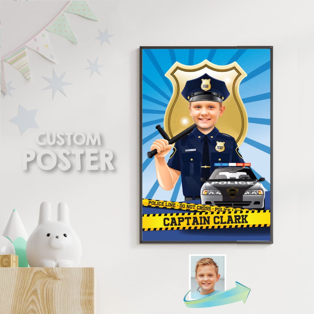 Police Poster With Photo, Police Decoration, Police Room Decor, Custom ...