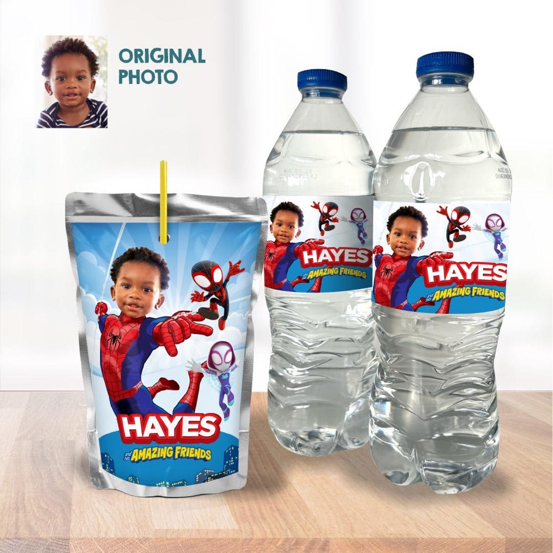 Personalized Spidey Water Wrappers, Spidey Water Labels, Spidey Juice ...