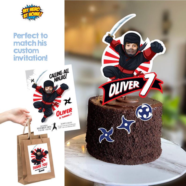 Printable Ninja Cake Topper Featuring Your Kid as the Star, Karate ...