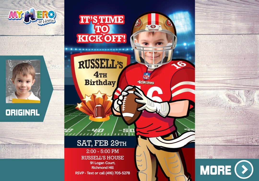 Custom Football Invitation, Football Party, 49ers Party Invitation ...
