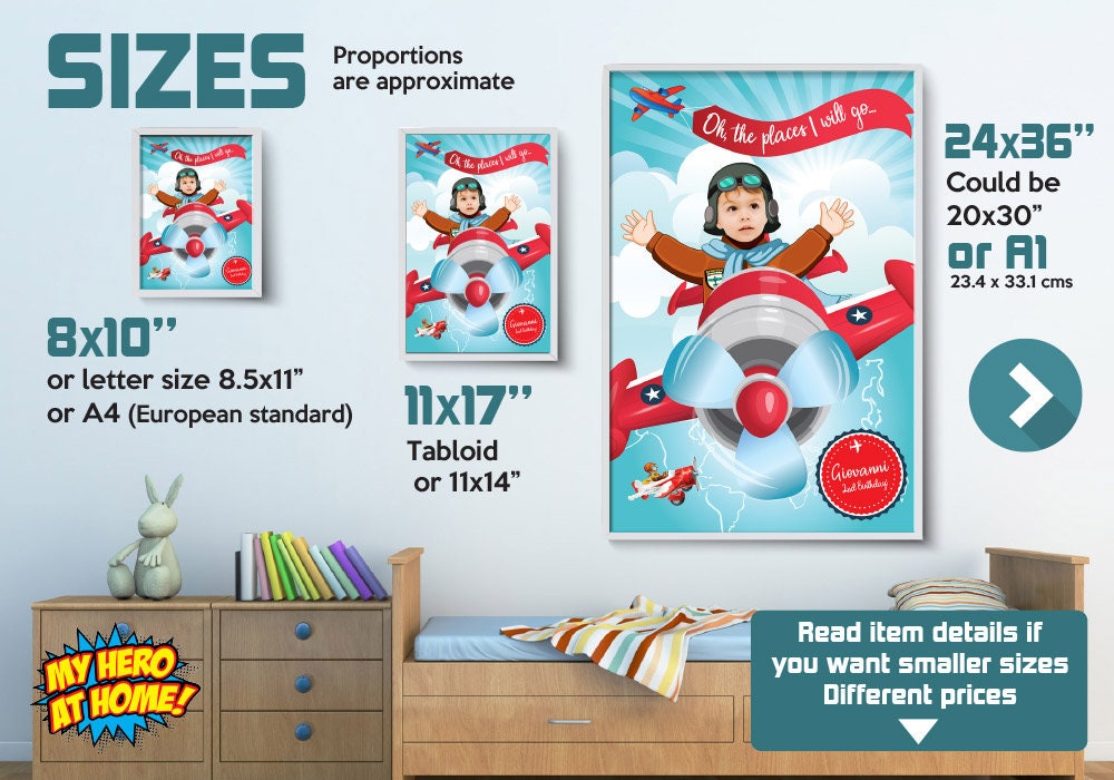 Custom Airplane Poster, Personalized Airplane Decoration, Airplane Room ...