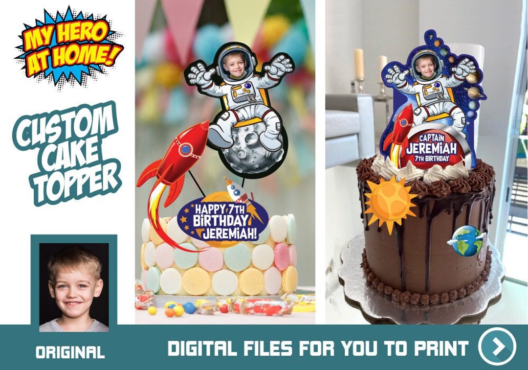 Astronauts Cake Topper With Photo, Custom Astronauts Cake Decor ...