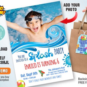 Splash Party Invitation With Photo, Splash Party Template With Photo ...