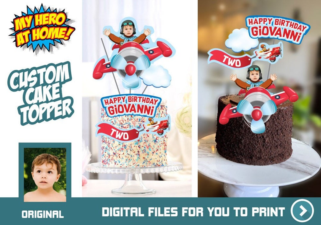 Airplane Cake Topper With Photo, Custom Airplane Cake Decoration ...