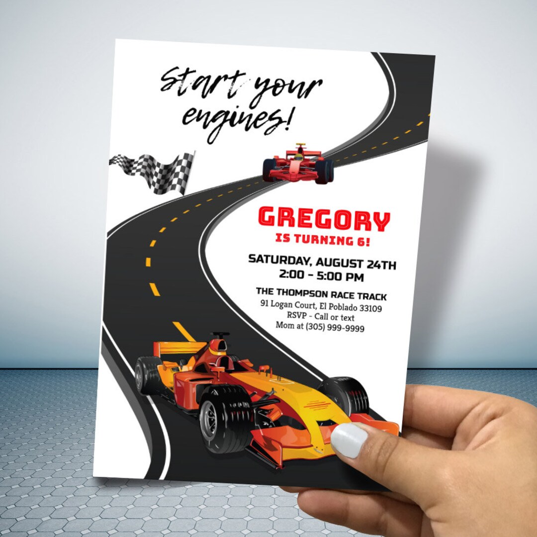 Editable Race Car Flyer Invite, Start Your Engines Flyer, Car Racers ...