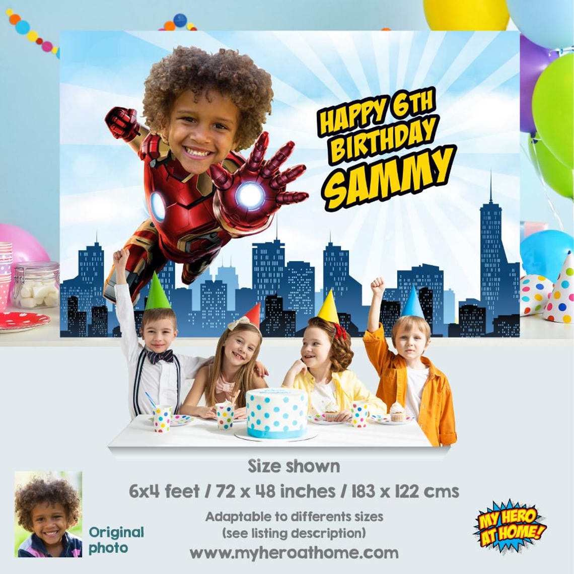 Custom Iron Man Birthday Backdrop With Child as His Favorite Superhero ...