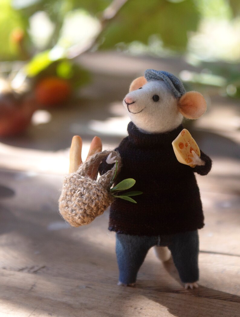 Needle Felted Wool Mouse, Shopping With Cheese, Art Doll - Etsy