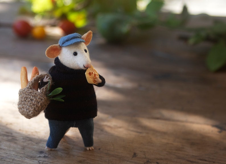 Needle Felted Wool Mouse, Shopping With Cheese, Art Doll - Etsy