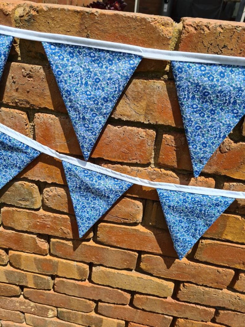 Blue Floral Bunting. Bright Bunting. 3m Double Sided Fabric - Etsy